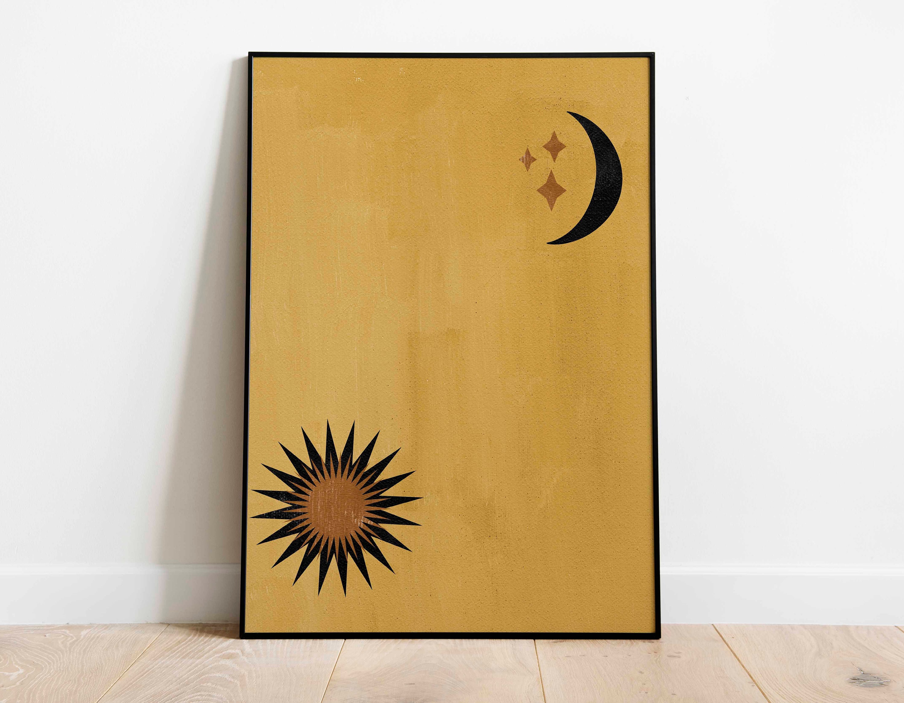 Black Moon Art Print Abstract Gold Art Boho Moons Poster - Etsy