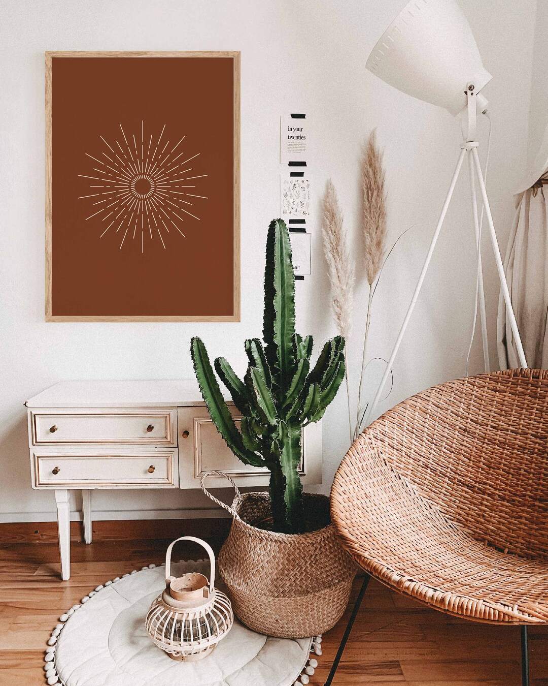 Terra Sunburst Art Print | Rust Color Wall Art | Minimalist Sunburst ...