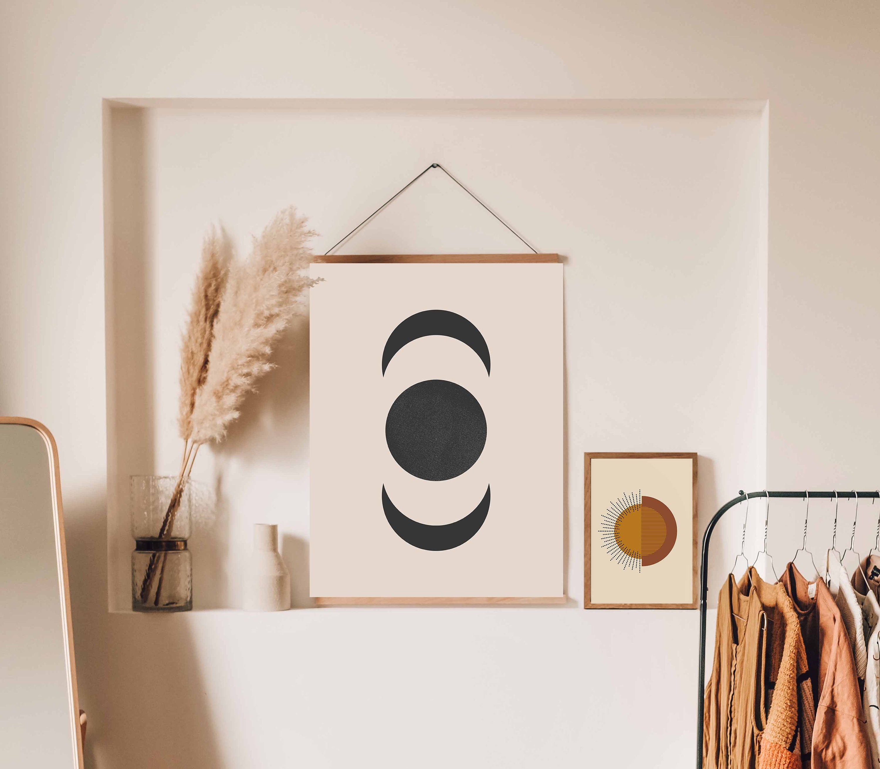 Black Moon Art Print Abstract Moon Cycles Printable Boho - Etsy