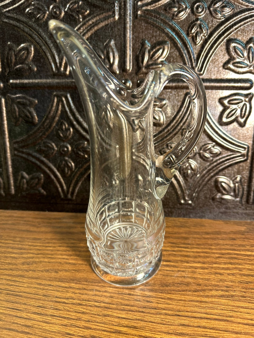 Large Vintage Clear Glass Crystal Pitcher - Etsy
