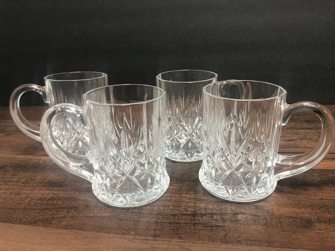 Crystal Glass Cups/ Mugs Beautiful Glassware set of 4 - Etsy