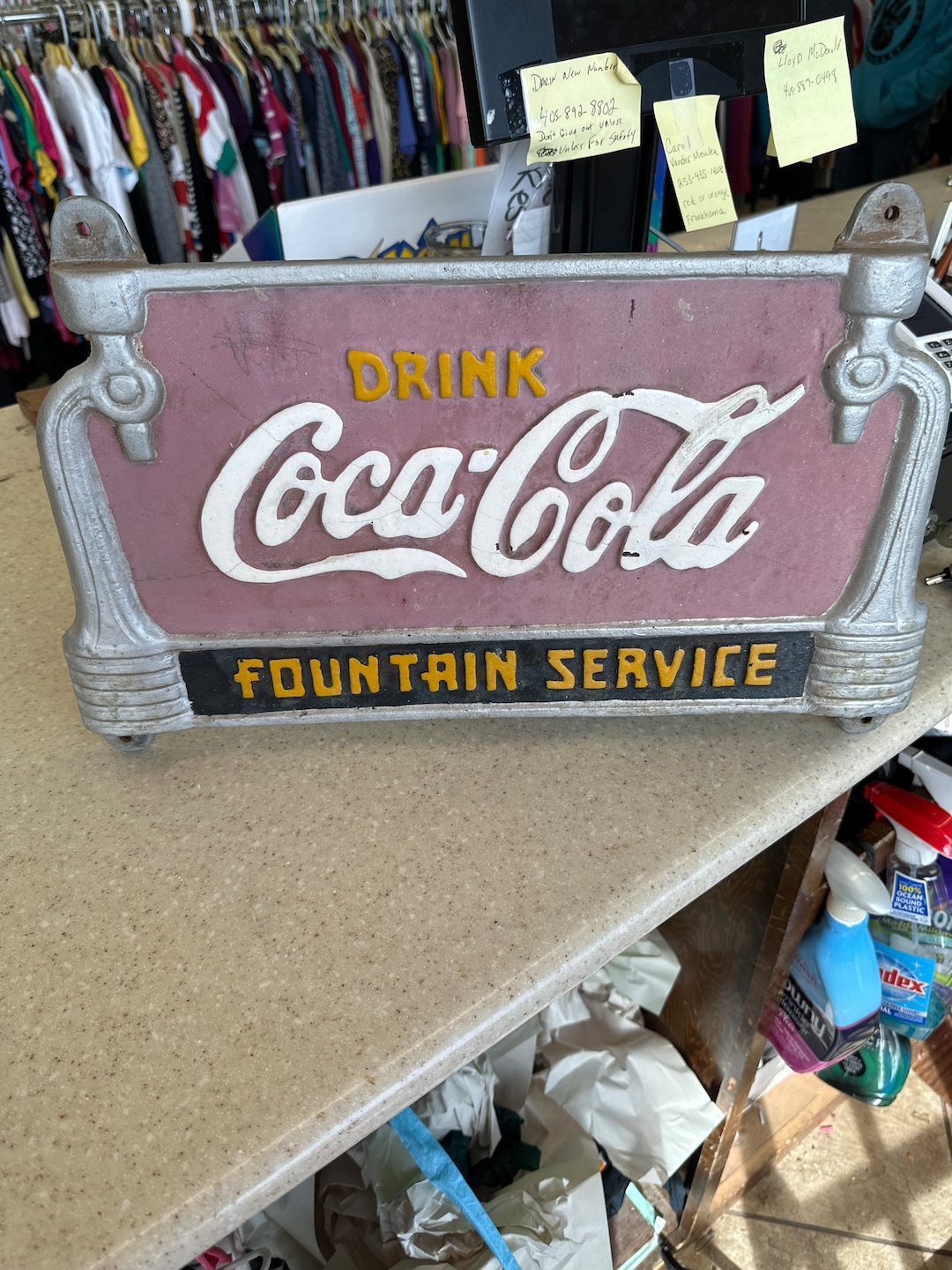 Vintage Coca Cola Bench Sign Plaque drink Fountain Service Ad Heavy ...