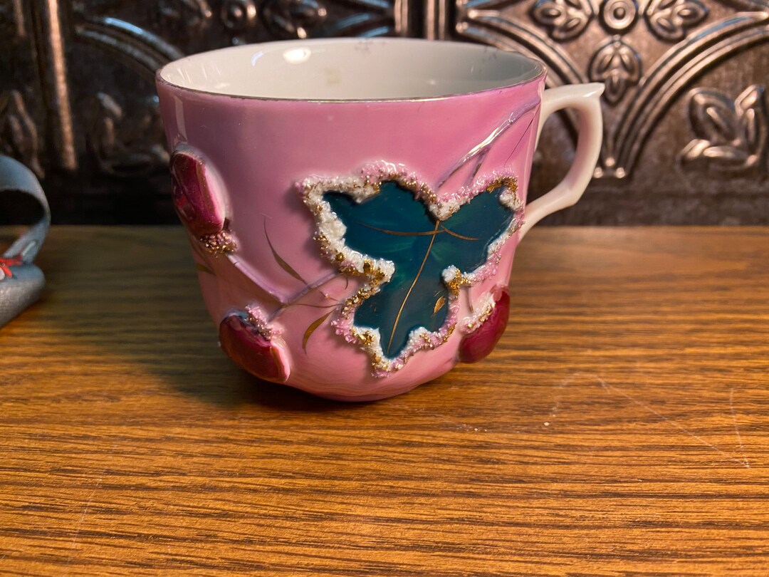 German Leaf and Cherry Pink Cup/ Mug Vintage - Etsy