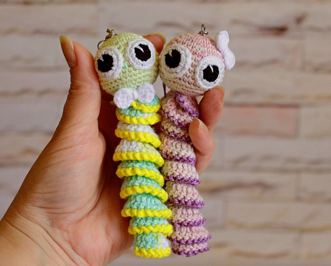 Crochet Cute Worry Worm Anxiety Toy Worm Stress Toy Worry Pet ADHD Help ...