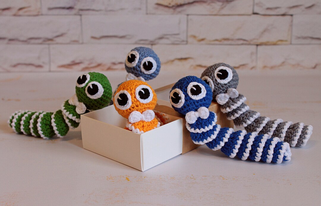 Amigurumi Worry Worm Adhd Help Stress Toy Anxiety Toy Worm Crochet ...