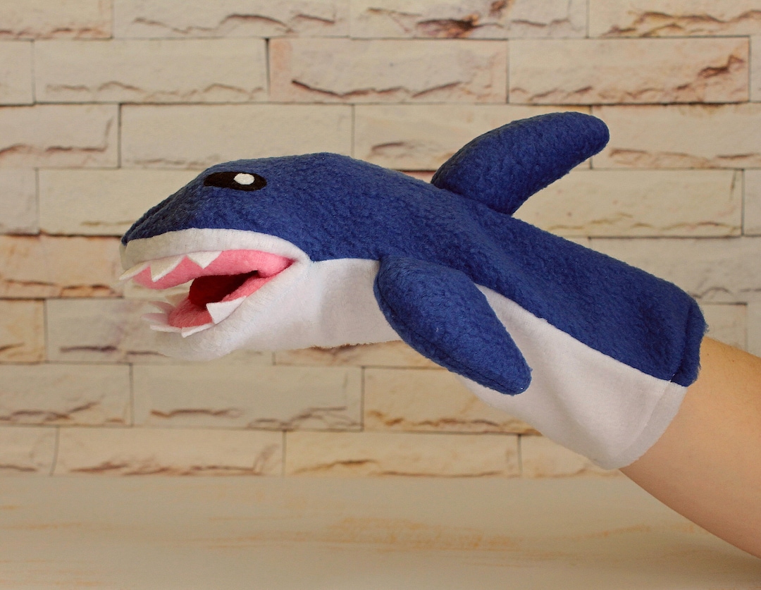 Blue Shark Puppet With Movable Mouth Hand Puppet Baby Shark Puppets ...
