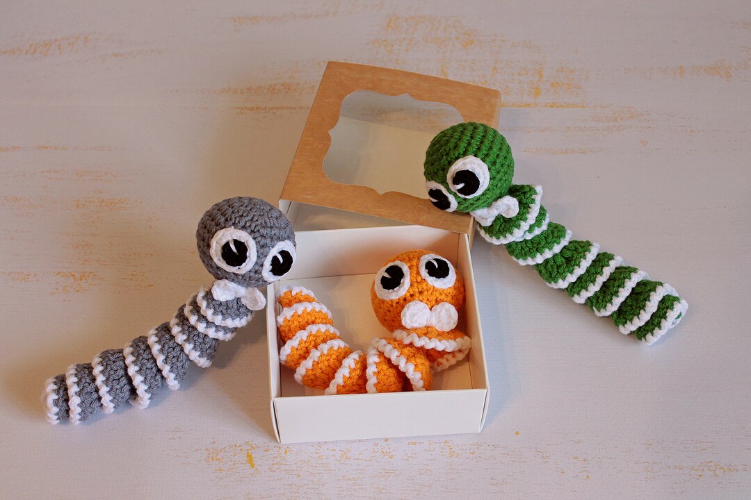 Crochet Amigurumi Worry Worm Worry Pet Adhd Help Stress Toy Anxiety Toy ...