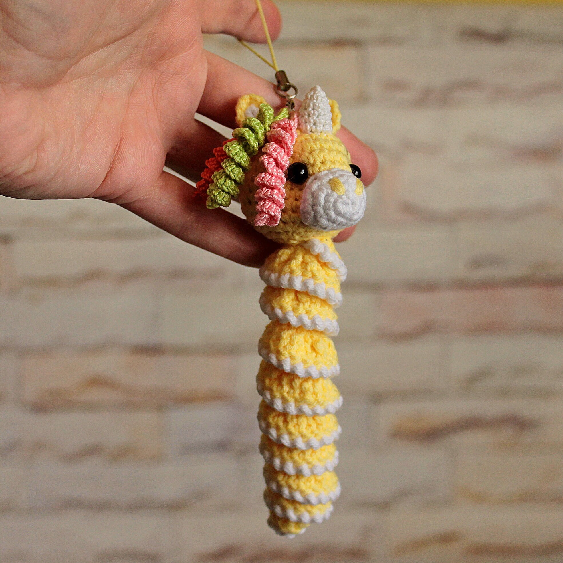 Crochet Unicorn Worry Pet Anxiety Relief Toy Amigurumi Worry Worm ...