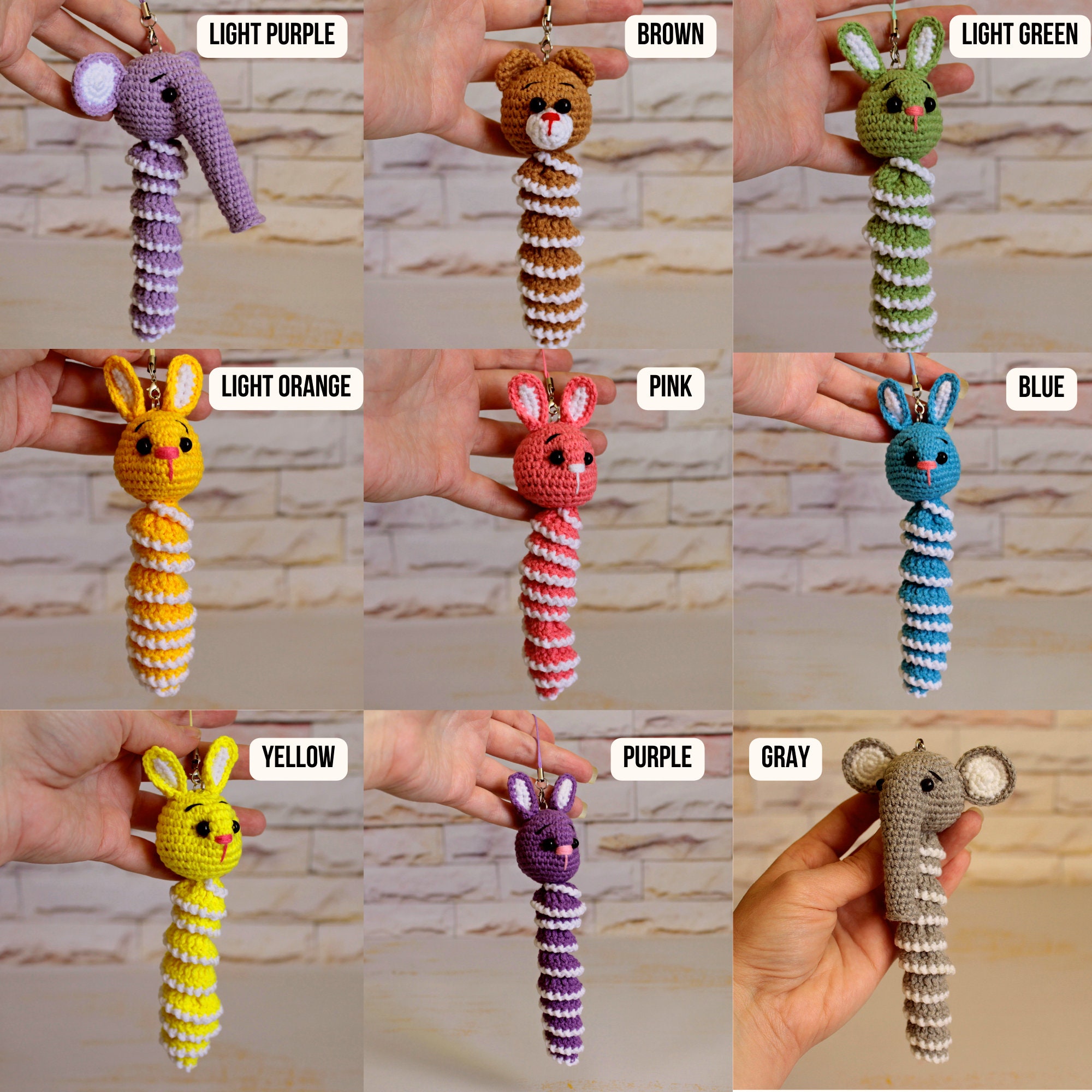Crochet Worry Pet: Rabbit, Elephant, Bear / ADHD Help Toys - Etsy