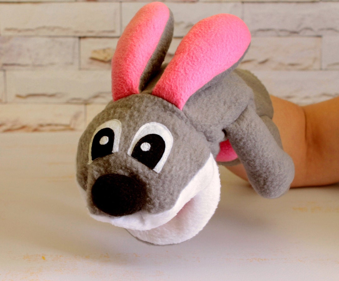 Rabbit Hand Puppet With Moving Mouth Gifts for Kids Animal Glove Full ...