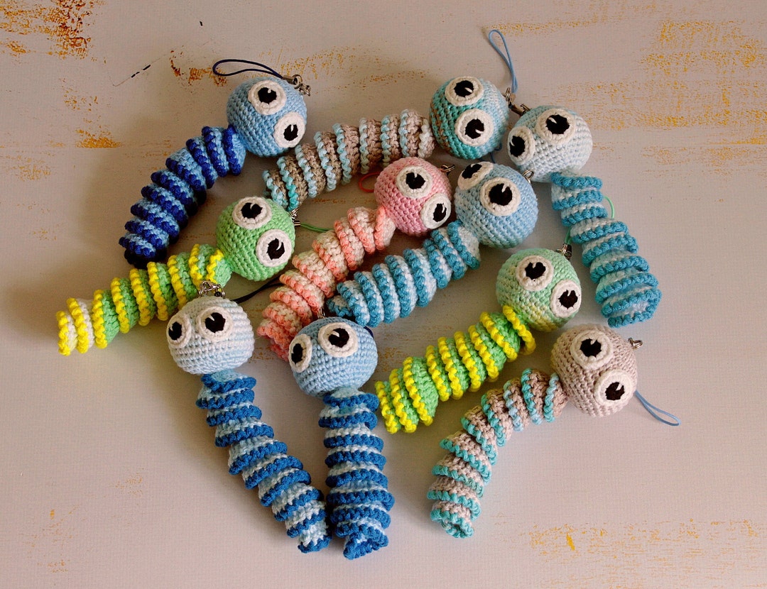 Crochet Worry Worm Anxiety Relief Toy Worry Pet Stress Toy Worm on a ...