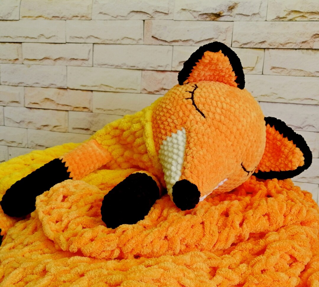 Crochet Lovey Fox Plush Gifts for Kids Large Plush Fox Amigurumi Doudou ...