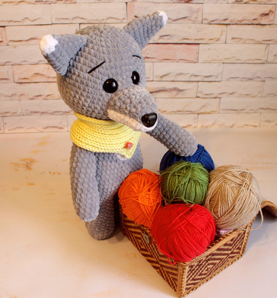 Crochet Wolf Plush Gifts for Kids Plushie Amigurumi Wolf Soft Toy ...