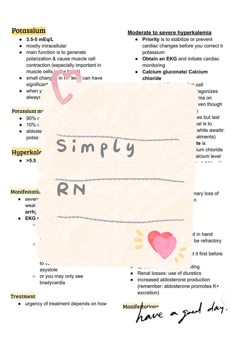 Electrolyte Imbalance Nursing Study Guide Notes With Detailed ...