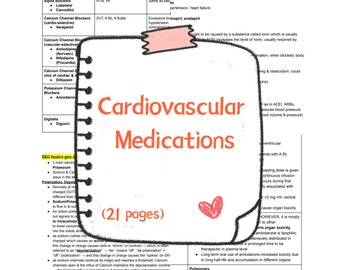 Nursing Pharmacology Cardio Meds Bundle Nursing Study Guide 14 Drug ...