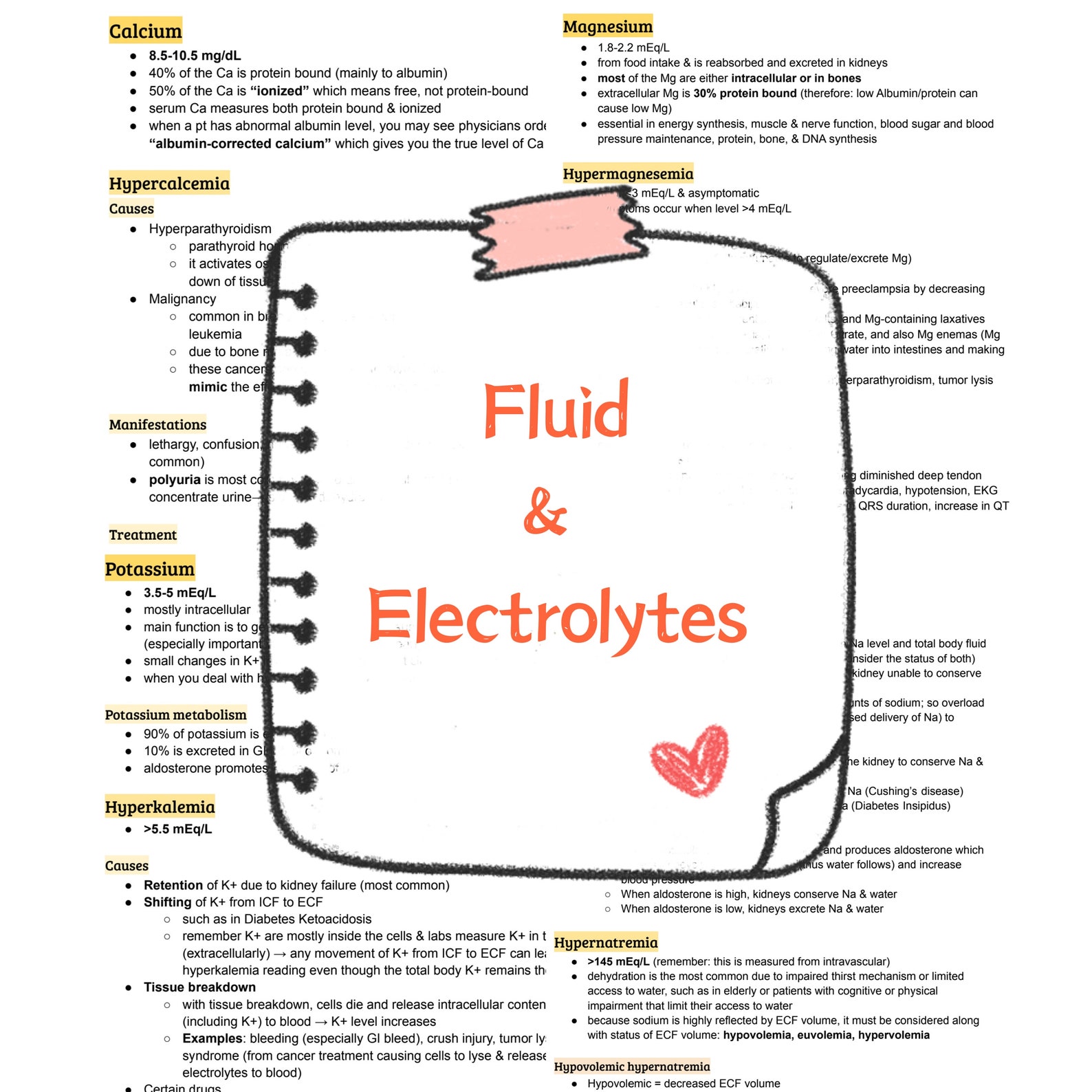 Electrolyte Imbalance Nursing Study Guide Notes With Detailed ...