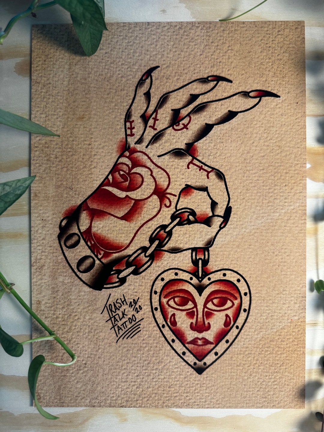 Traditional Tattoo Print Locket - Handcrafted Decorative Art Piece ...