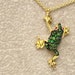 Frog Climbing 18k Yellow Gold Chain Necklace Covered With Natural ...