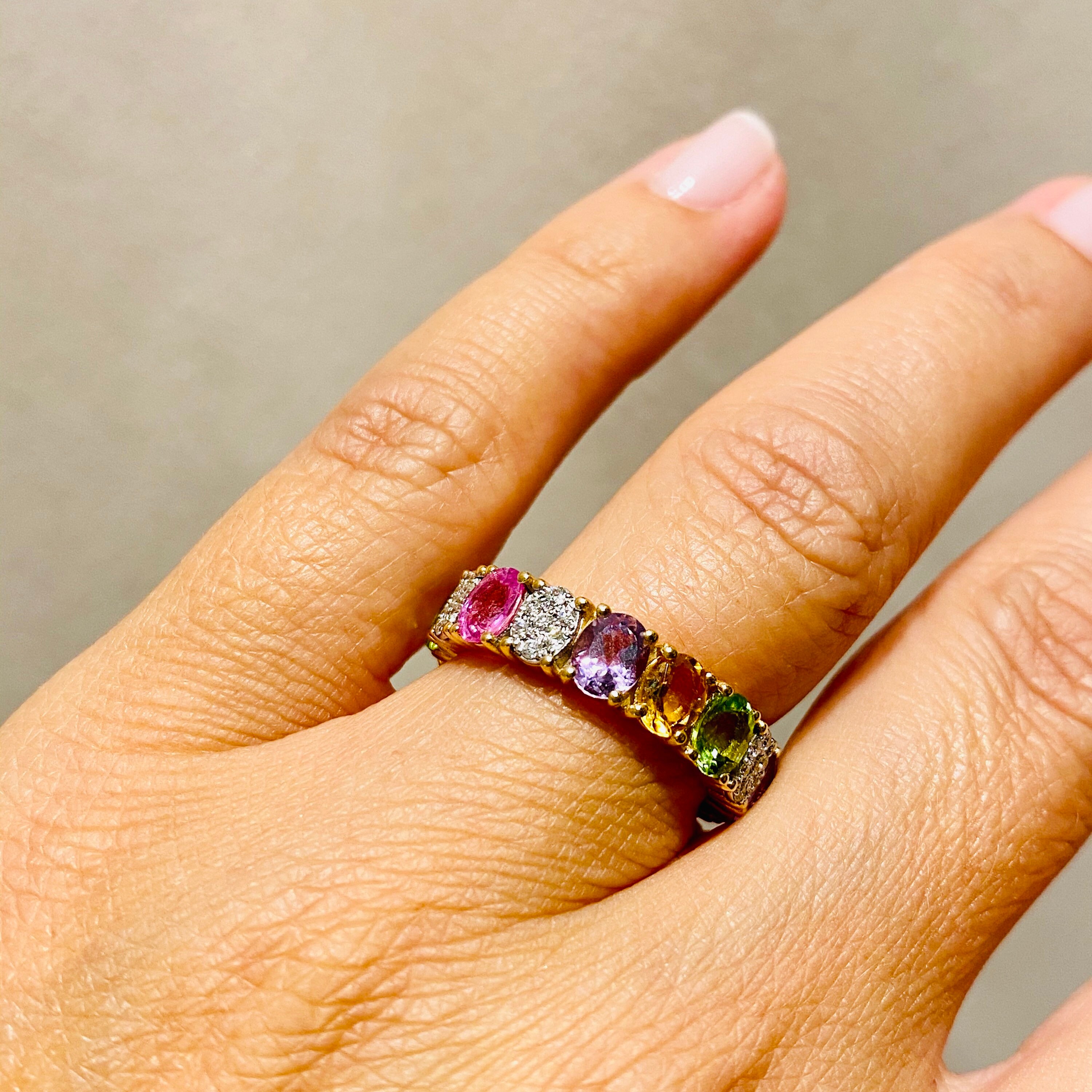 Multi gemstone band with diamonds sapphires & lovely | Etsy