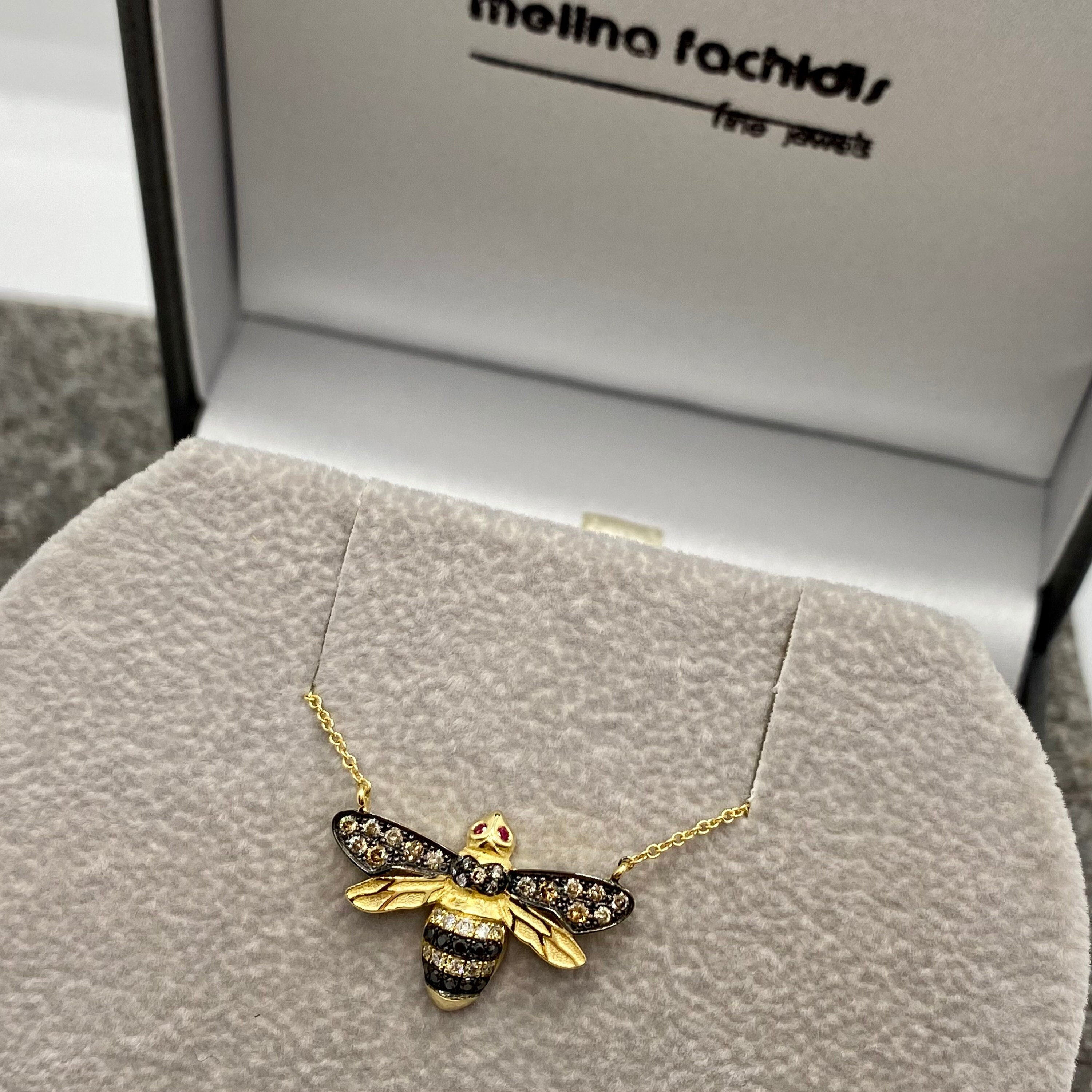 Queen Bee 18k Solid Gold Chain Necklace With 100% Natural - Etsy