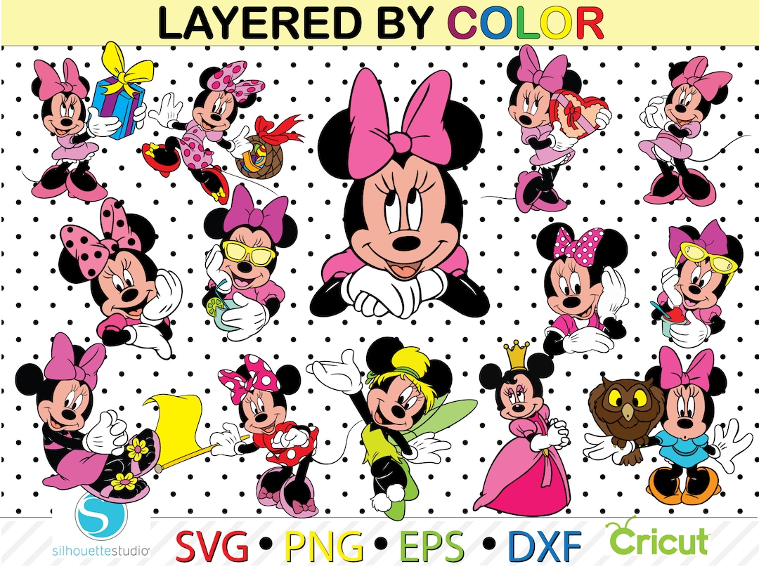 Minnie Mouse Svg Bundle, Minnnie Mouse Clipart Png,mickey Minnie Head ...