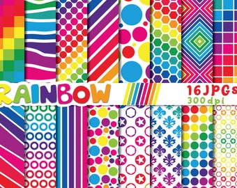 Black Rainbow Digital Paper Black Background Seamless | Etsy