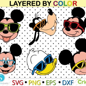 Mickey and Friends Sunglasses Svg, Mickey Head Svg, Donald Duck ...