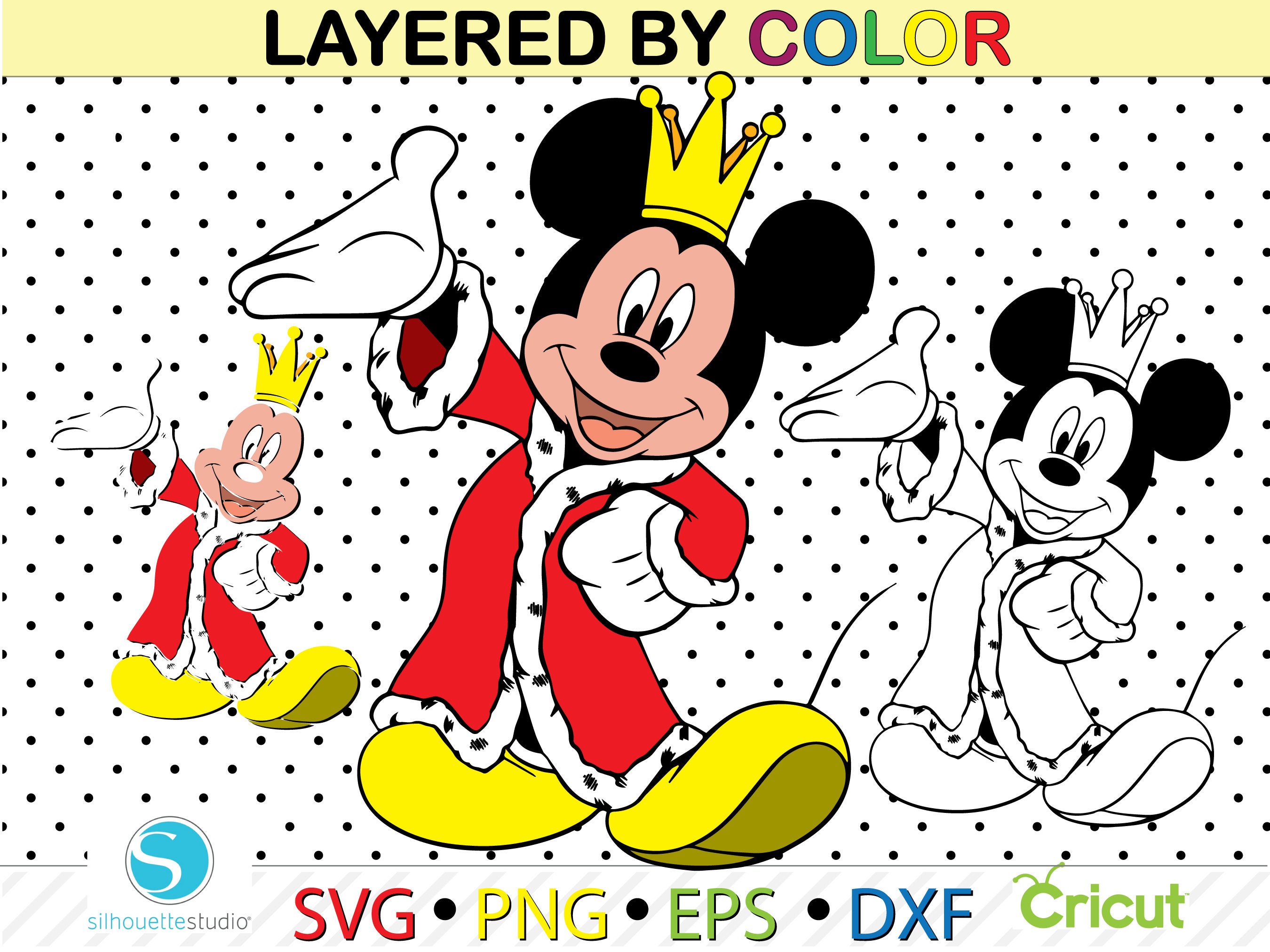 Mickey Mouse King Svginstant Downloadmerry Christmas - Etsy
