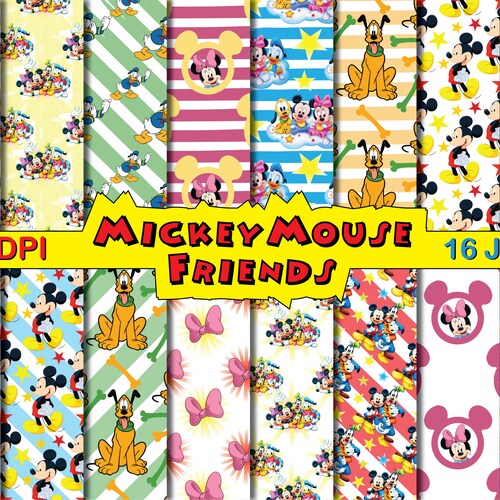 Mickey Mouse Digital Paper Minnie Mouse Seamless Pattern - Etsy