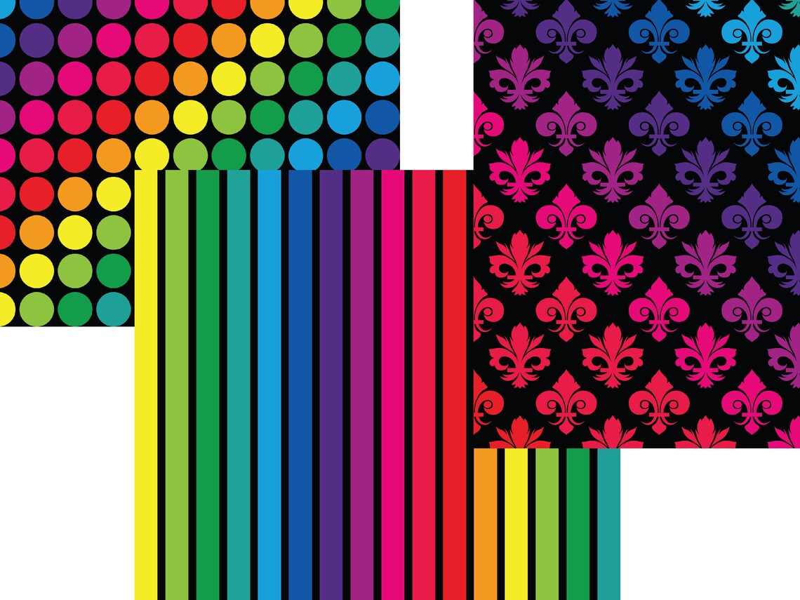 Black Rainbow Digital Paper Black Background Seamless - Etsy