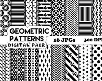 Black White Digital Paper, Black White Scrapbook Paper, Black White ...