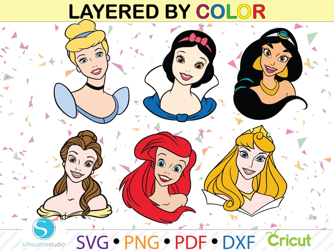Ariel Svg, Snow White Svg, Belle Svg, Jasmine Svg,princess Clipart Svg ...