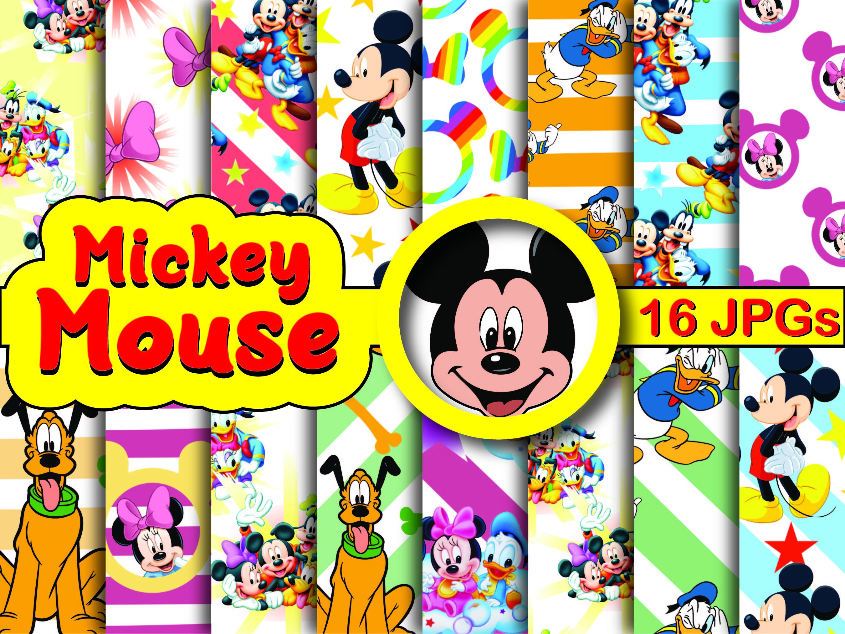 Mickey Mouse Digital Paper Minnie Mouse Mickey Minnie - Etsy