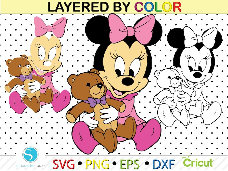 Baby Minnie Mouse Svg Layered Digital Vector File Minnie - Etsy