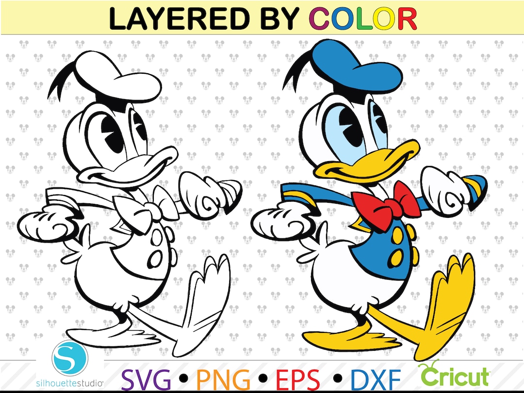 Donald Duck Svg, Donald Duck Head Clipart, Layered Digital Vector File ...