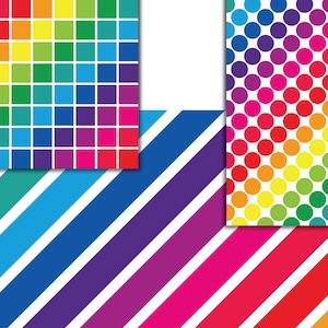 Rainbow Digital Paper, Colorful Digital Papers, Bright Color Digital ...