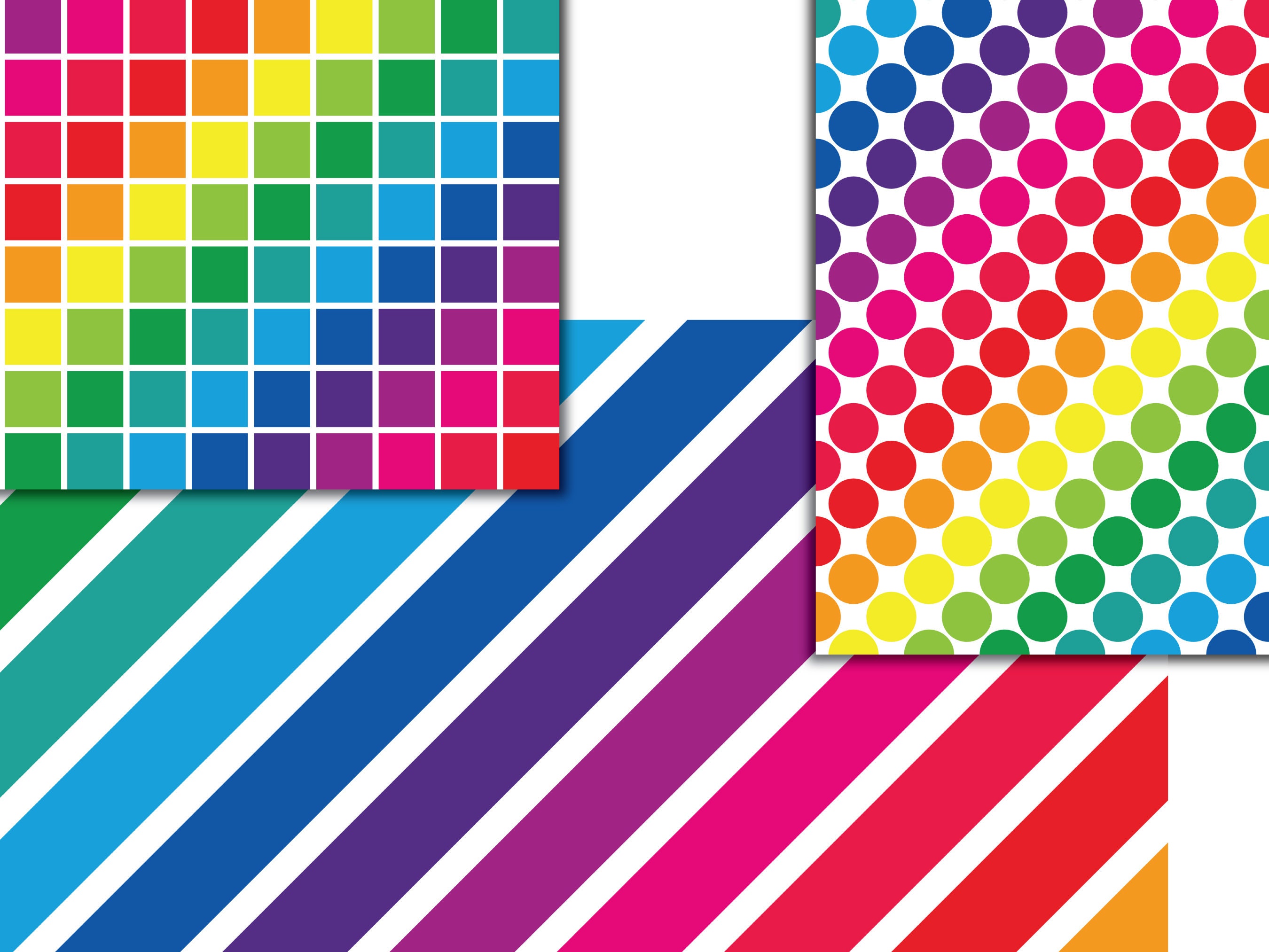 Rainbow Digital Paper Colorful Digital Papers Bright Color | Etsy