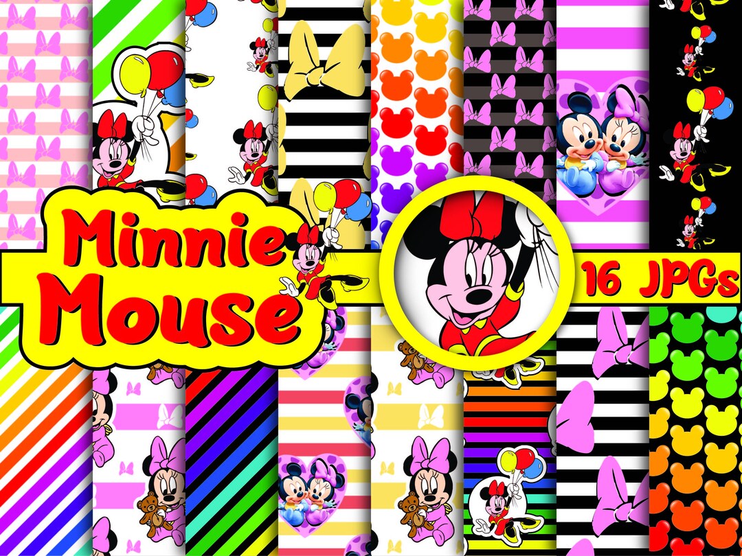 Minnie Mouse Digital Paper, Minnie Mouse Wallpaper, Mickey Mouse ...