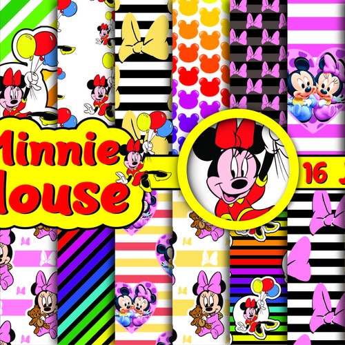 Mickey Mouse Digital Paper Minnie Mouse Seamless Pattern - Etsy