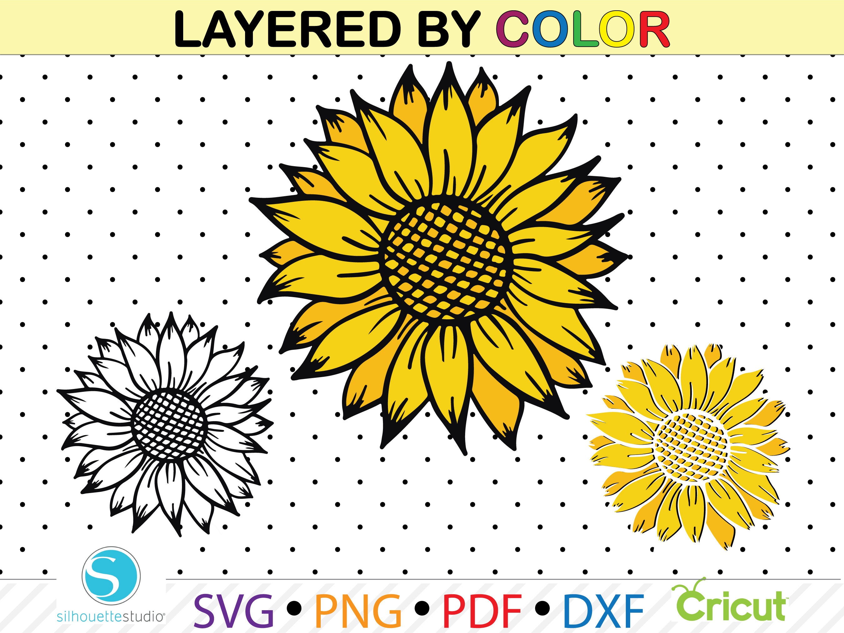 Sunflower Svg, Sunflower Clipart, Layered by Color Svg, Sunflower Png ...