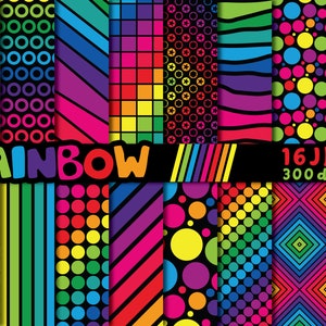 Black Rainbow Digital Paper, Black Background, Seamless Patterns ...