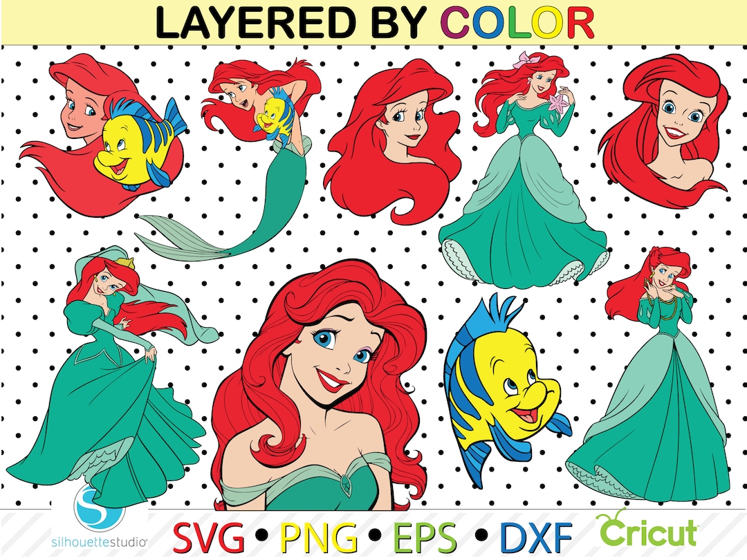 Ariel Svg, Ariel Bundle Svg, Ariel Png Pdf Dxf Svg, Princess Bundle Svg ...