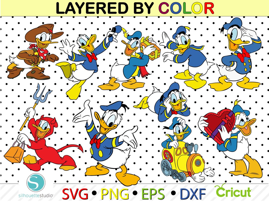 Donald Bundle Svg, Donald Duck Svg, Donald Duck Clipart Png, Donald ...