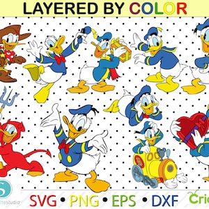 Donald Bundle Svg, Donald Duck Svg, Donald Duck Clipart Png, Donald ...