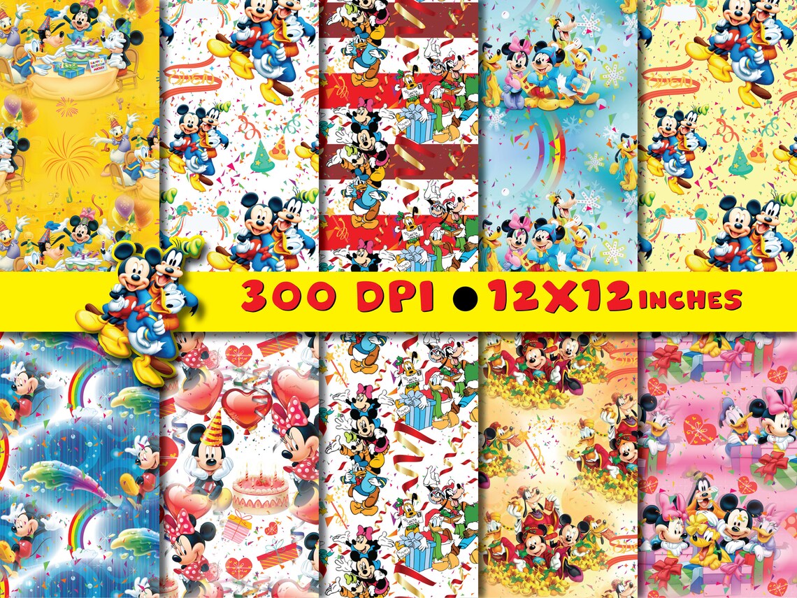Mickey Mouse Digital Paper Minnie Mouse Seamless Pattern - Etsy