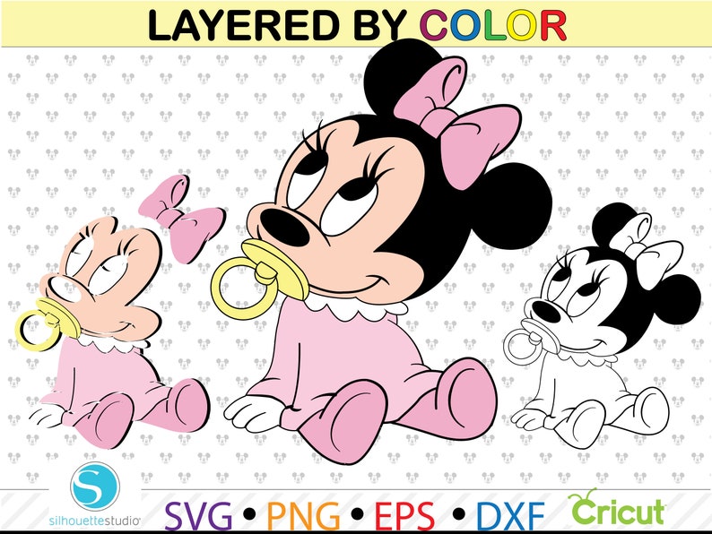 Baby Minnie Mouse Eps Svg Minnie Mouse Clipart Png Layered - Etsy