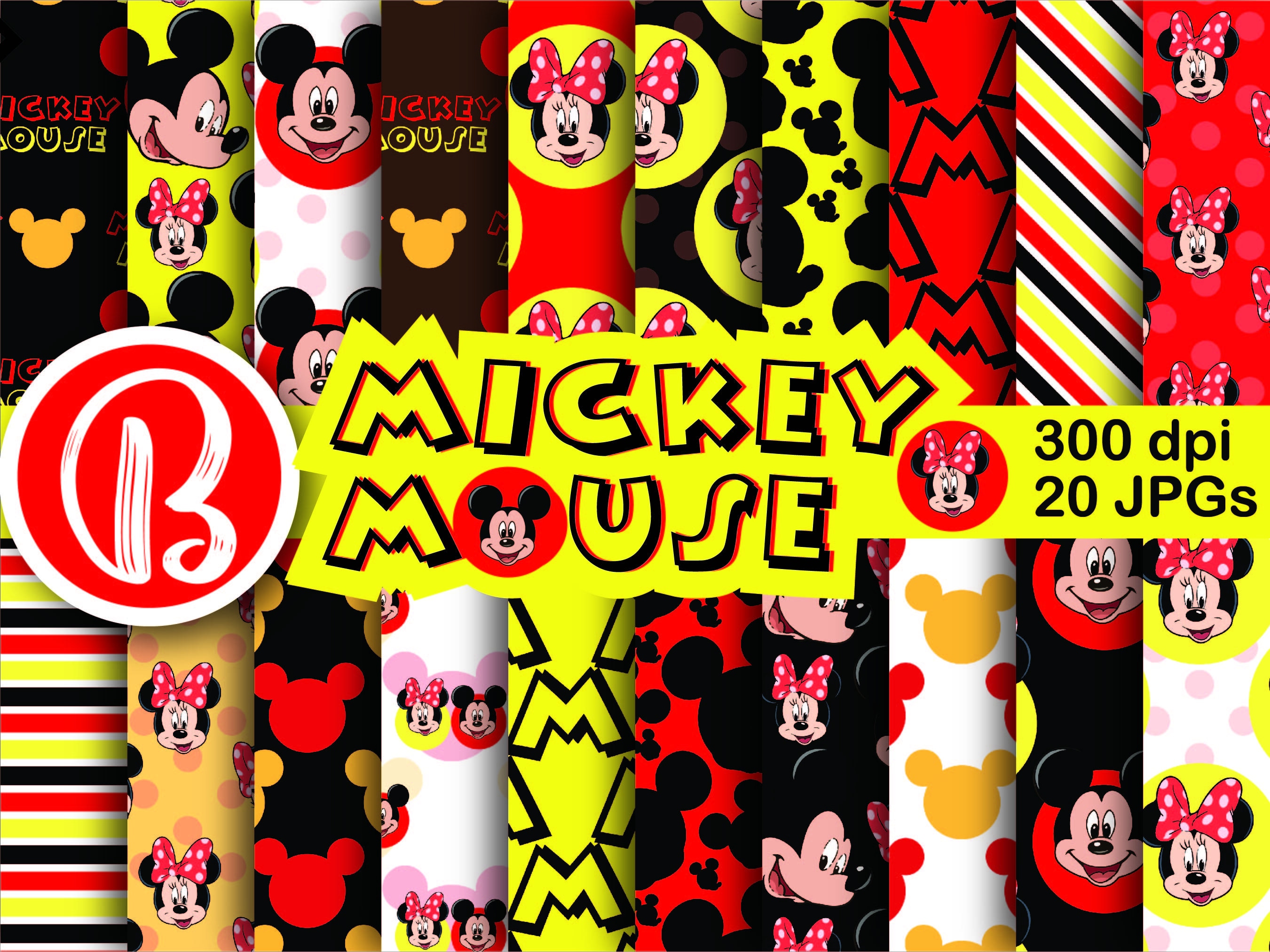 Mickey Mouse Digital Paper Minnie mouse seamless pattern | Etsy México