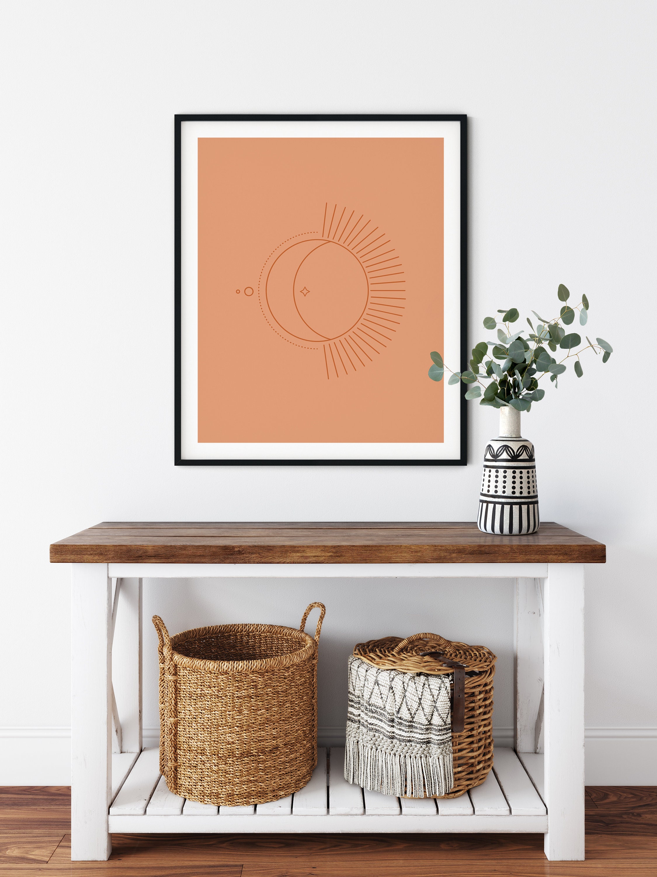 Crescent Moon Art Print, Abstract Moon Wall Art, Minimal Modern ...