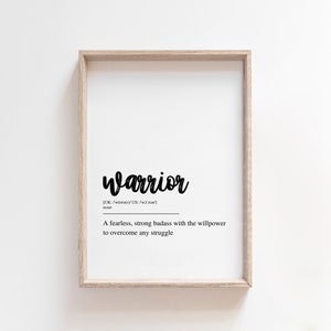 Warrior Definition Print, Healthcare Gift Print, Student Gift ...