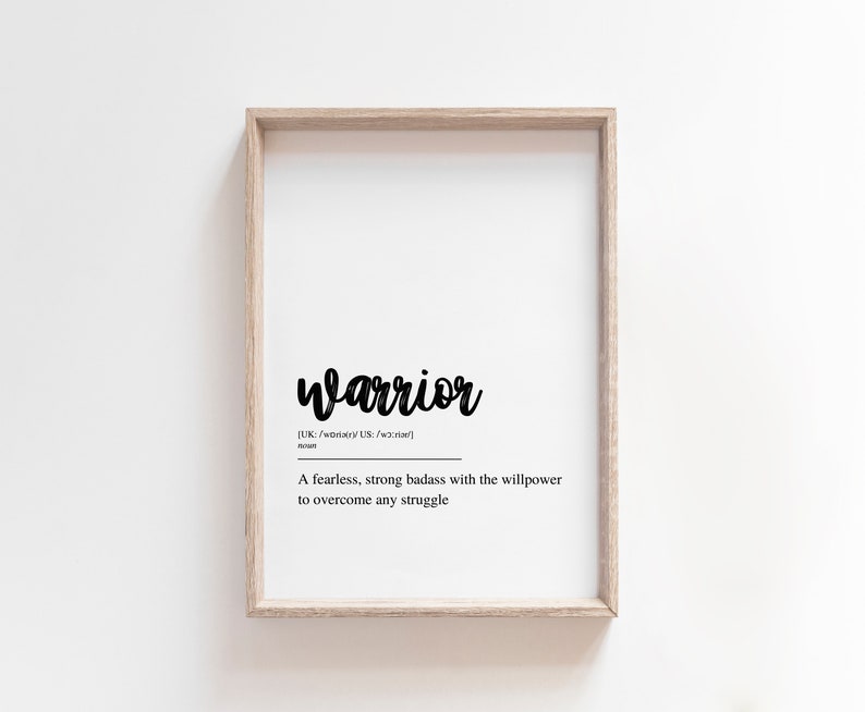 Warrior Definition Print, Healthcare Gift Print, Student Gift ...